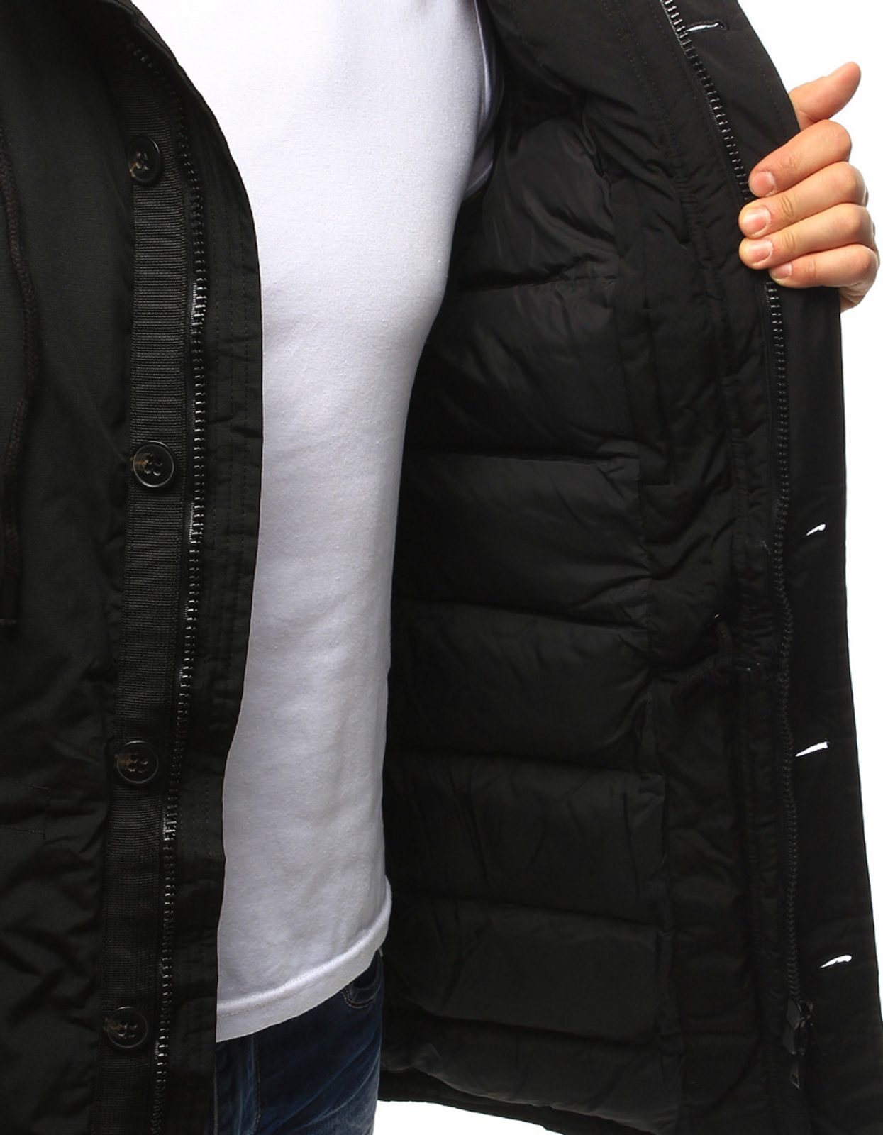 Divatos fekete téli parka kabát 1029 - Legyferfi.hu