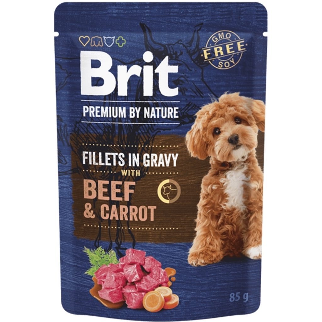 Brit Premium Dog Fillets in Gravy Beef & Carrot 85 g - Wet food for ...