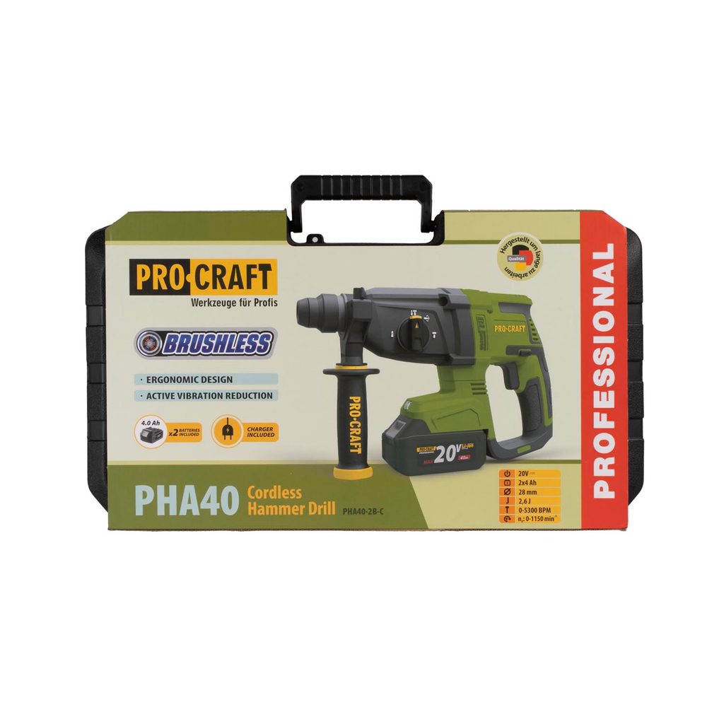 NÁŘADÍ VÍTEK s.r.o. - Aku vrtací kladivo Procraft PHA40 | PHA40-2B-C Procraft - Procraft - Aku ...