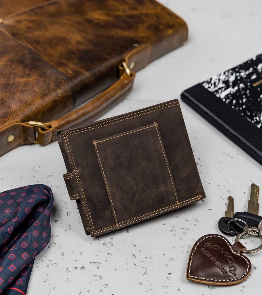 Rjava usnjena denarnica WILD z zaponko - Pravimoski.si