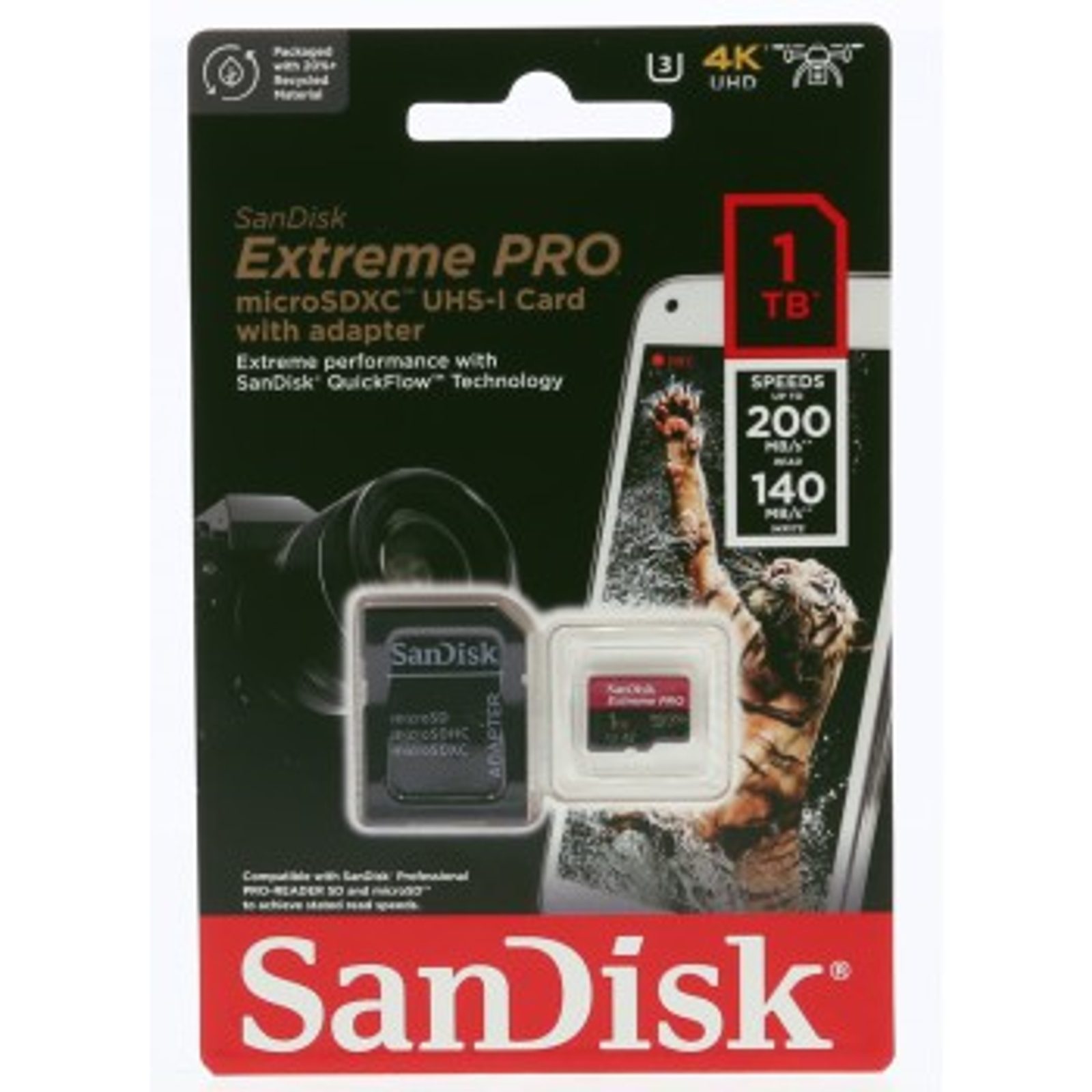 SanDisk Extreme PRO microSDXC 1TB + SD Adapter 200MB/s and 140MB/s A2 C10 V30 UHS-I U3 - SanDisk ...