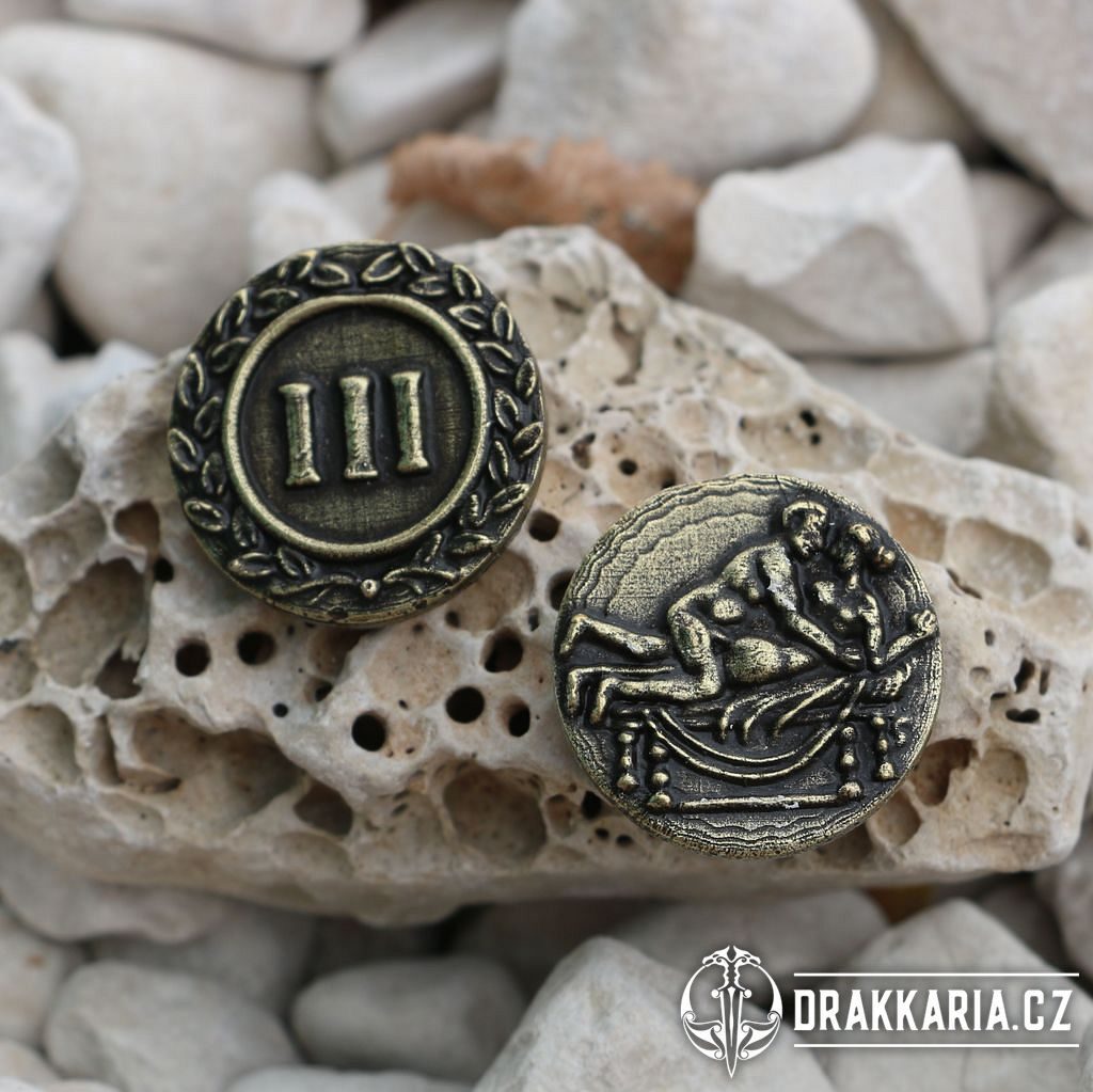 Řím, erotický žeton Spintrie III, 1. století, replika mince, staromosaz ...