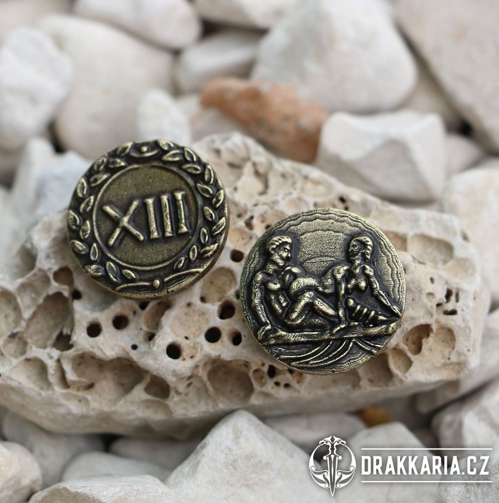 Řím, erotický žeton Spintrie XIII, 1. století, replika mince ...