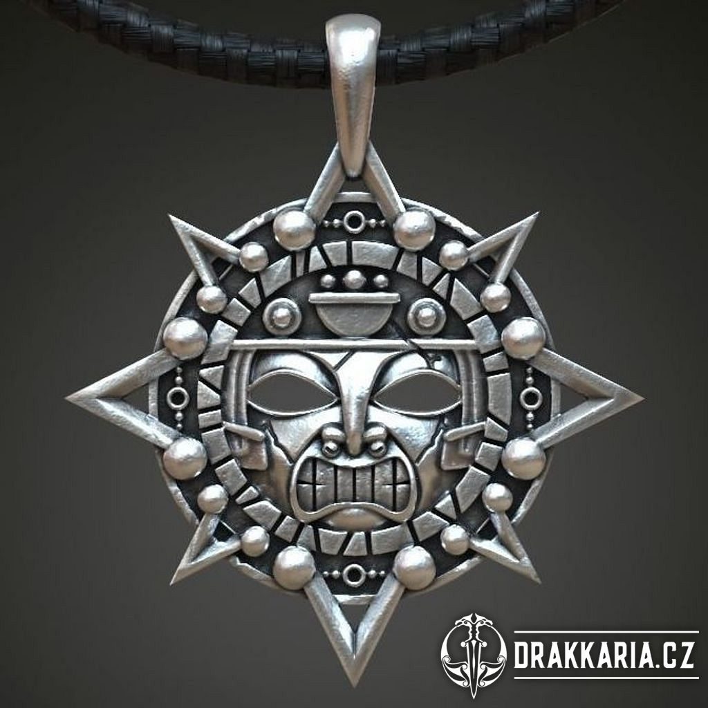 AZTÉCKÁ MASKA, amulet, přívěsek, stříbro 925 vracíme se ke kořenům