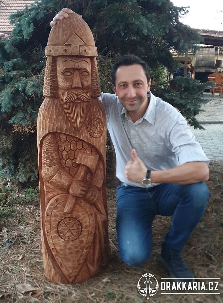 PERUN, slovanský Bůh, vyřezávaná soška - vysoká 120cm - Drakkaria