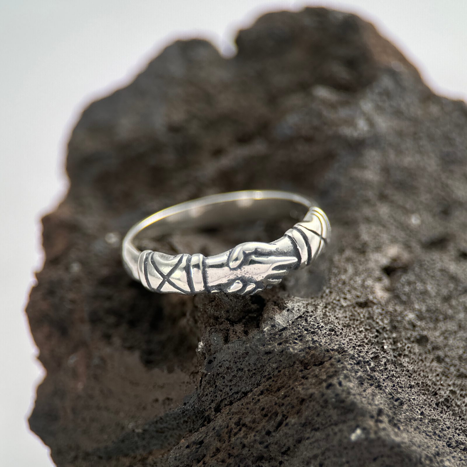 stříbrný prsten PŘÁTELSTVÍ - FEDE RING, středověký, Ag 925 - Drakkaria