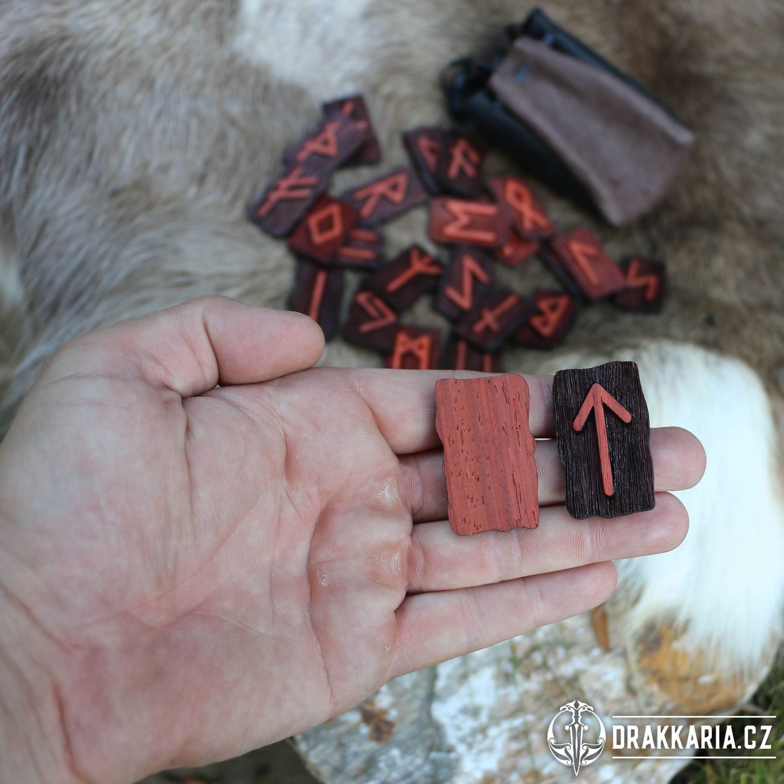 RUNY - starší Futhark, sada dřevěných run - Drakkaria