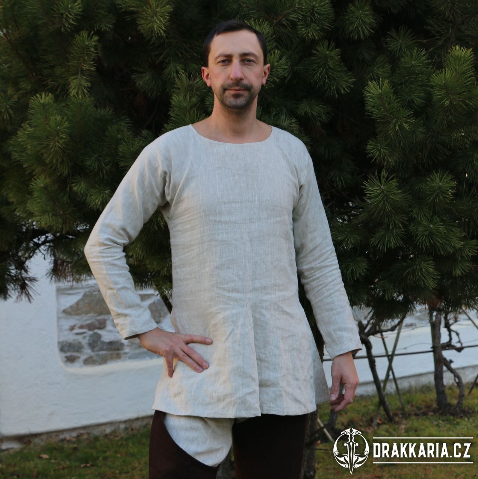 Košile lněná nebělená, muž XIV. století - Drakkaria