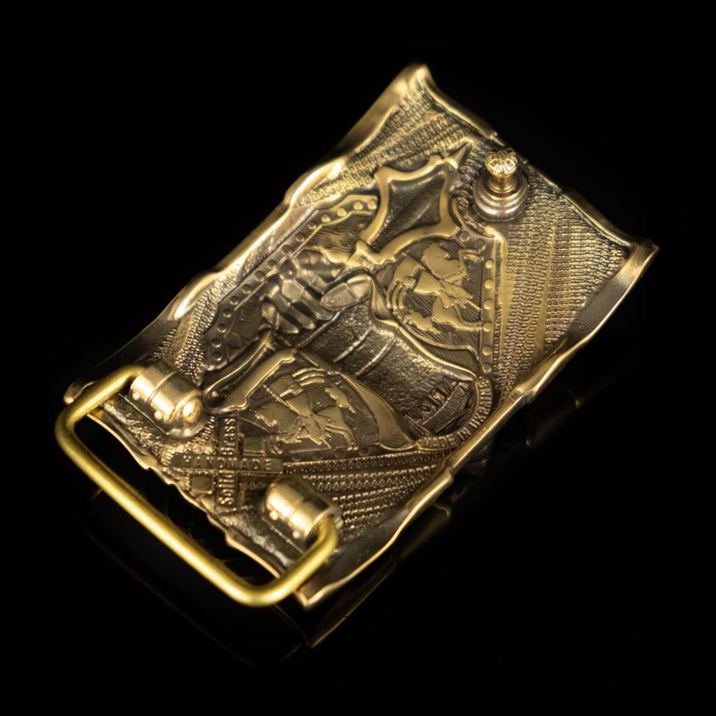 STEEL FIST, belt buckle, brass Wulflund