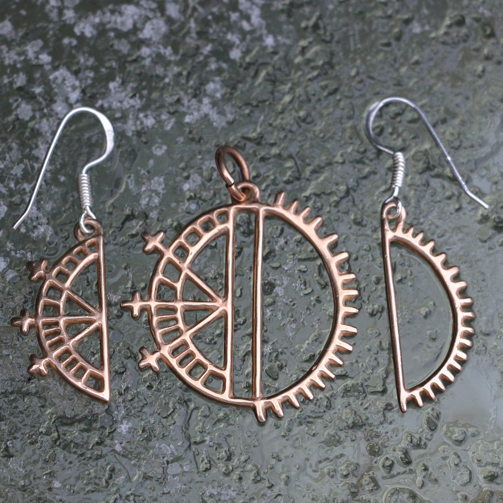 BEAIVI and MANO, Saami Sun and Moon, jewellery set, bronze Drakkaria ...