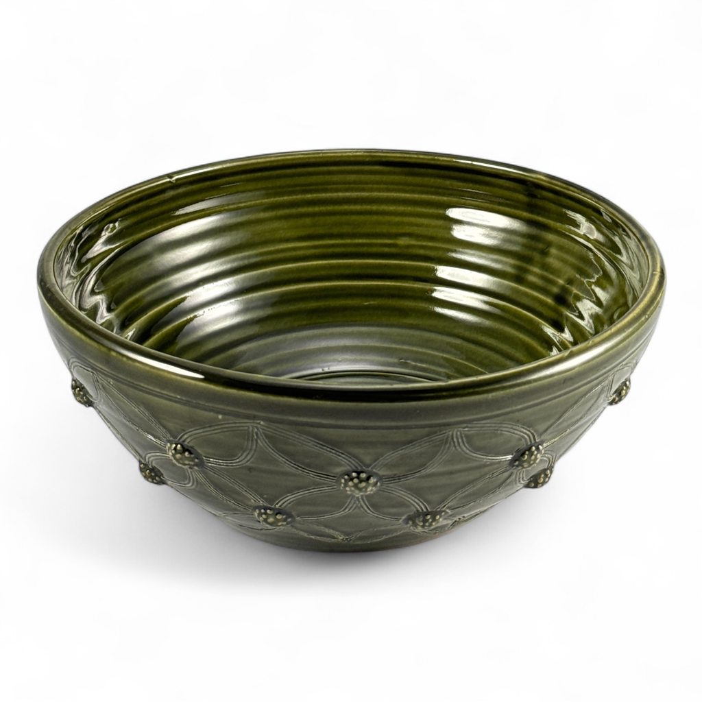 Ceramic fruit bowl green - medieval decor Wulflund