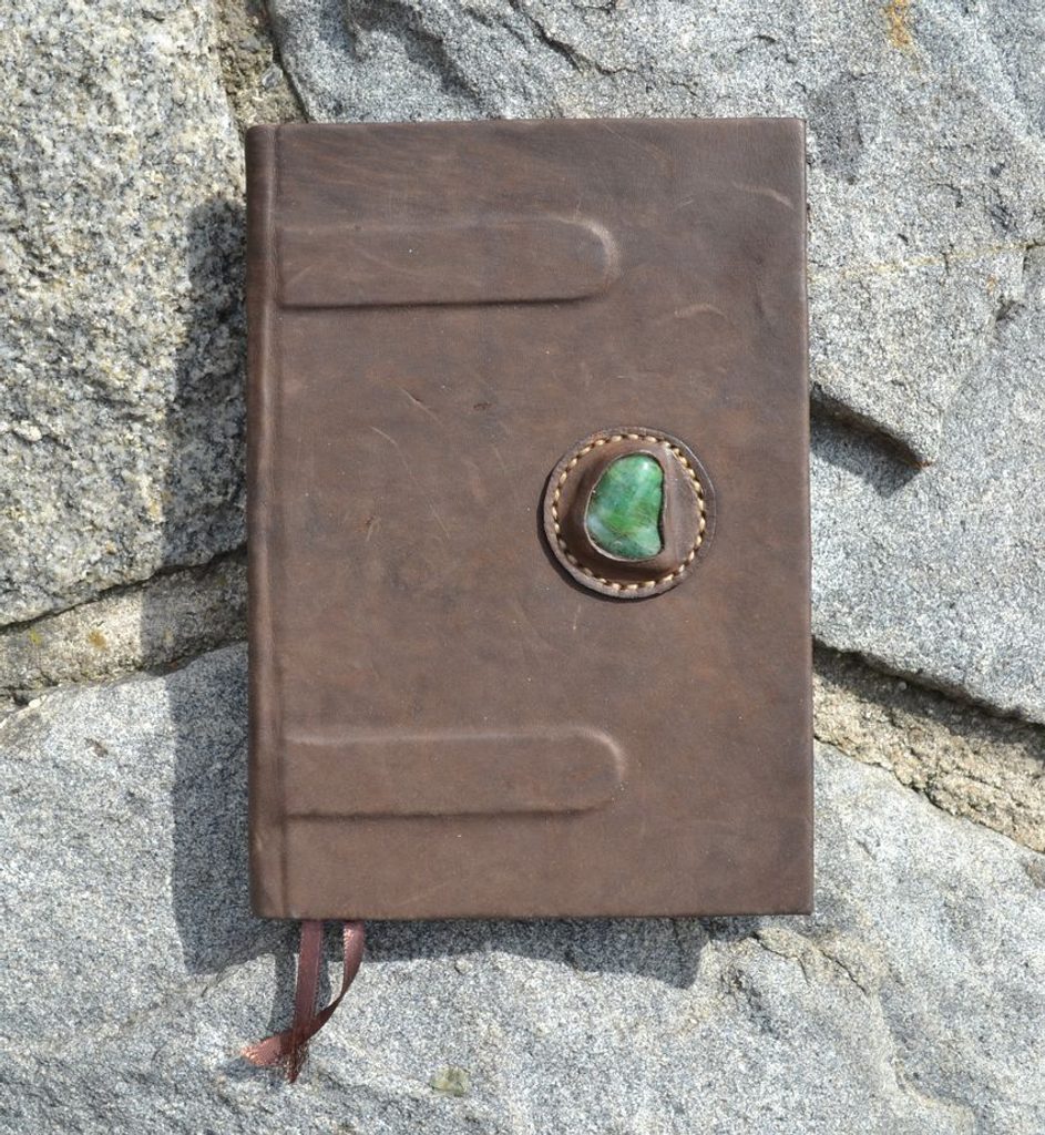 Bookbinding in leather, with semi-precious stone Wulflund
