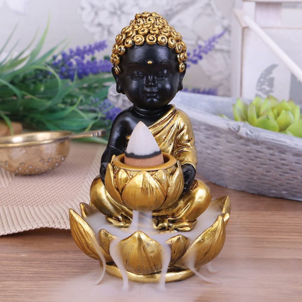 Baby Buddha Backflow Incense Burner 10.3cm Reed Diffusers Aromatherapy ...