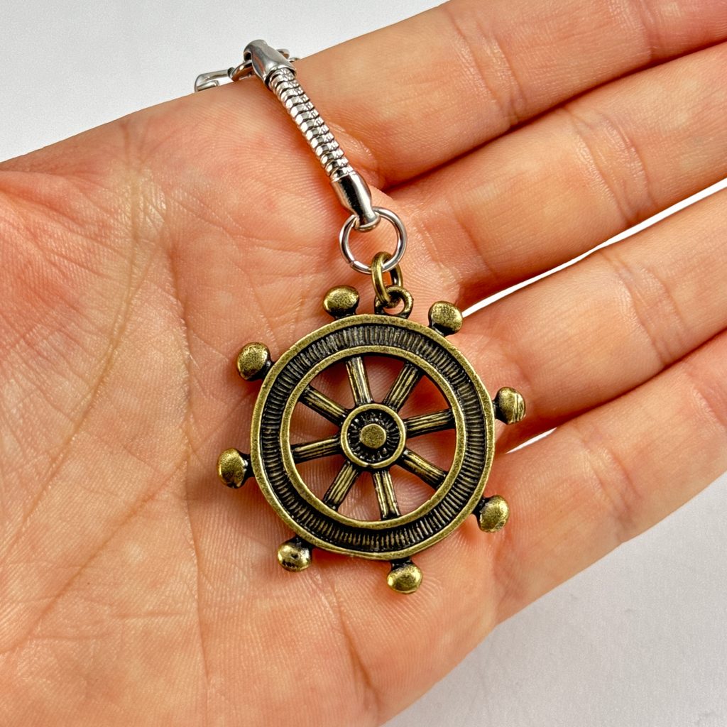 Rudder key ring, zinc old brass Wulflund