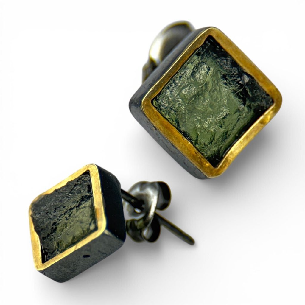 SILVANIA, moldavite, silver earrings, Ag 925/1000 Wulflund