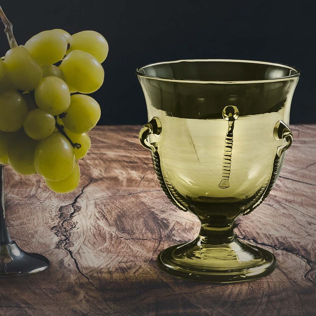 GOBLET, THESSALONIKI, Greece VIII. century historical glass Feasting ...