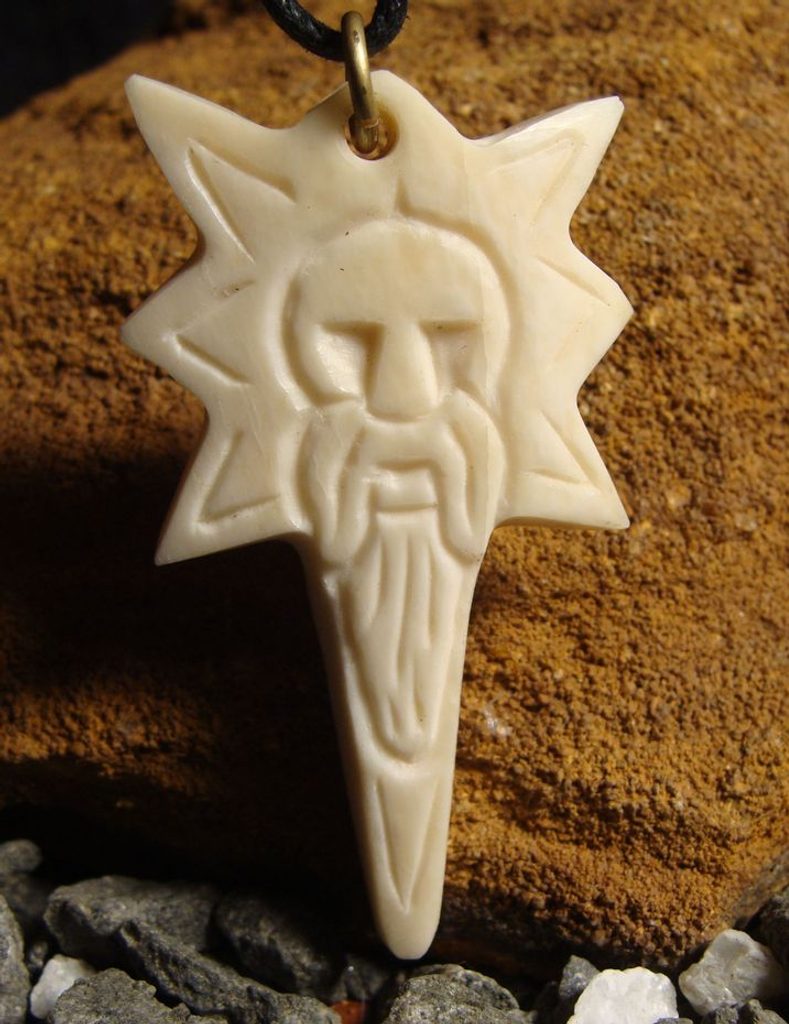 DAZBOG, carved deer antler talisman Slavic amulets Zinc amulets ...