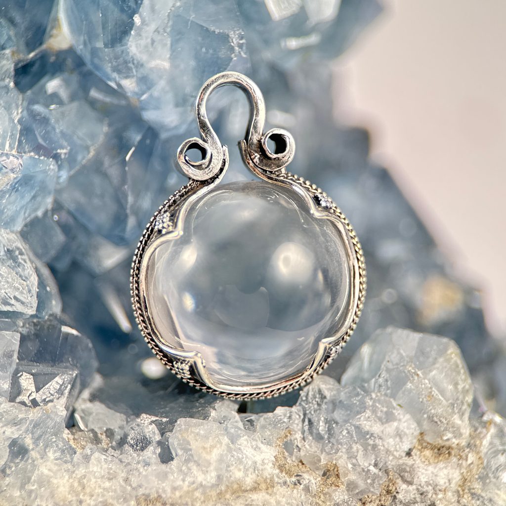 GOTLAND BALL PENDANT crystal and sterling silver Volundr pendants Silver jewellery Wulflund