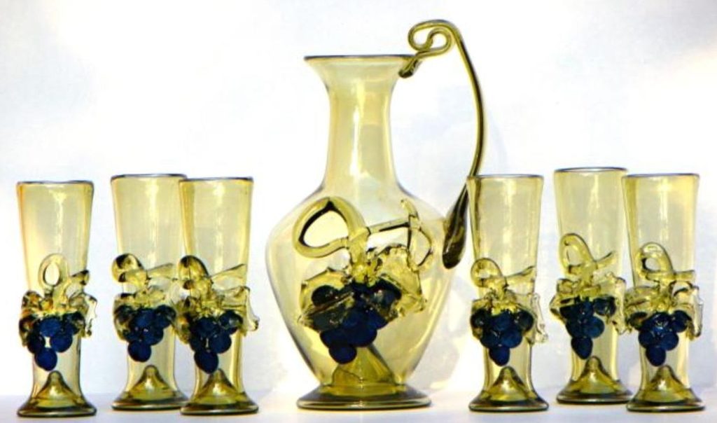 WINE SET, 6+1, forrest glass Historisches Glas Tischkultur Wir lassen ...