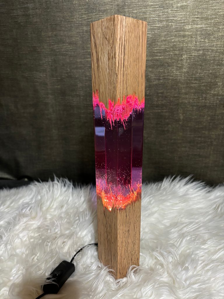 LED LAMP, wood and resin Wulflund