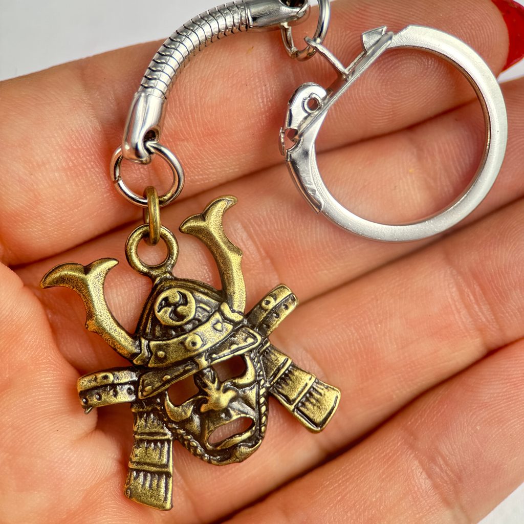 Samurai, key ring, zinc old brass Wulflund