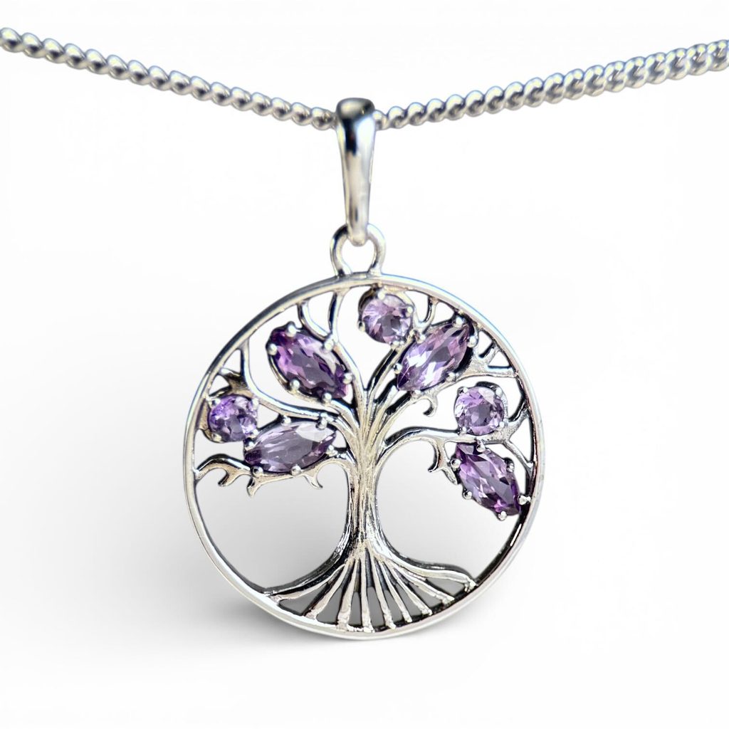 Tree of Life, amethyst, pendant, silver 925/1000 Wulflund