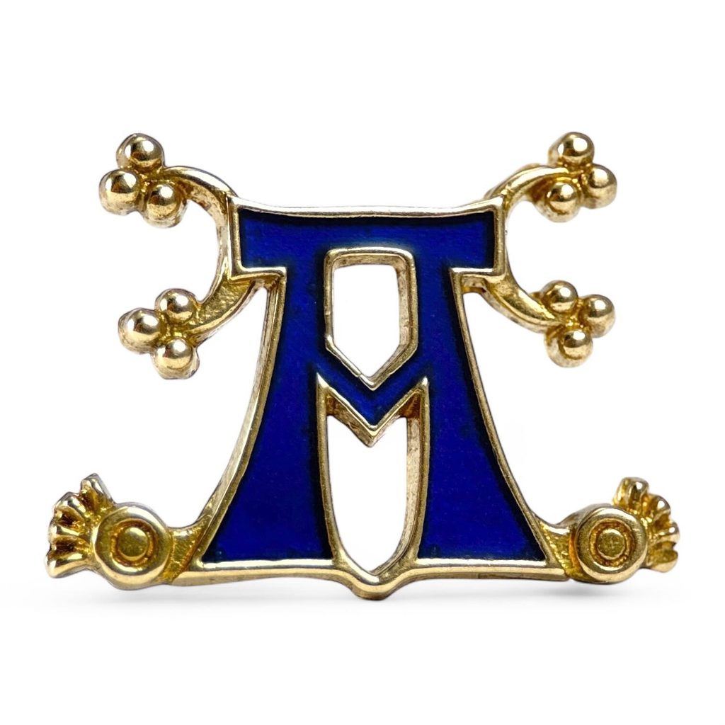 Medieval decorative belt rivet, France, 14th century brass Wulflund