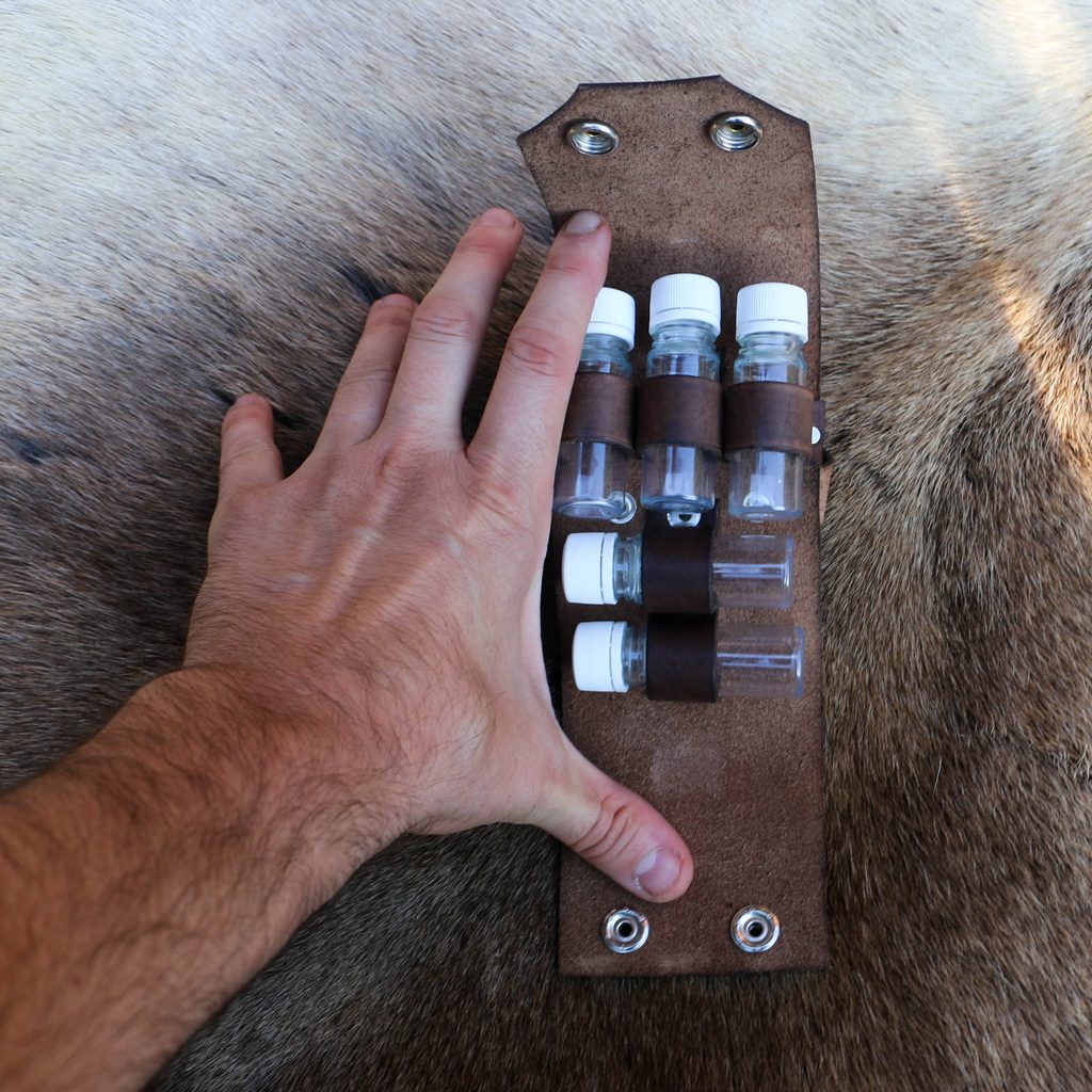 BUSHCRAFT SET FOR SPICES, ampoules and leather pouch, Perunika system ...