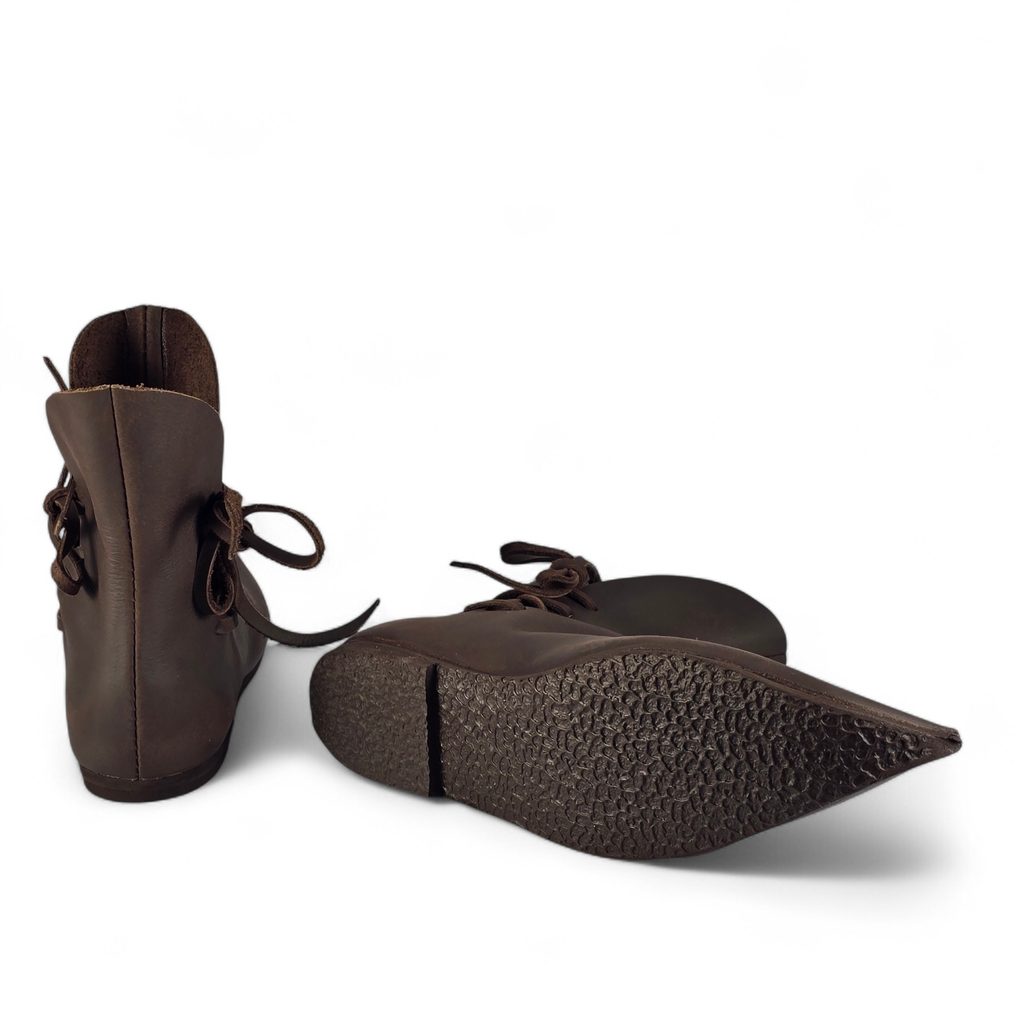 Gothic low boots, poulaines, brown Wulflund