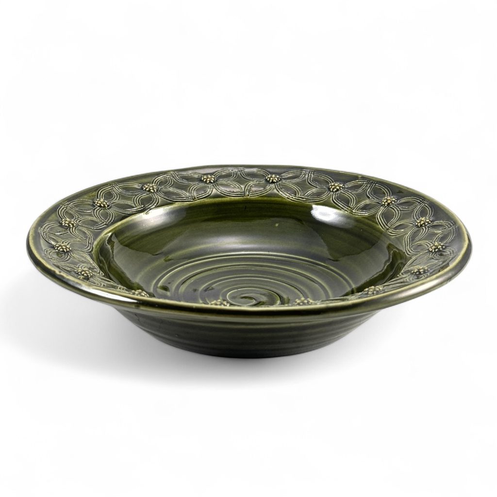 Ceramic plate green - medieval, Bohemia Wulflund