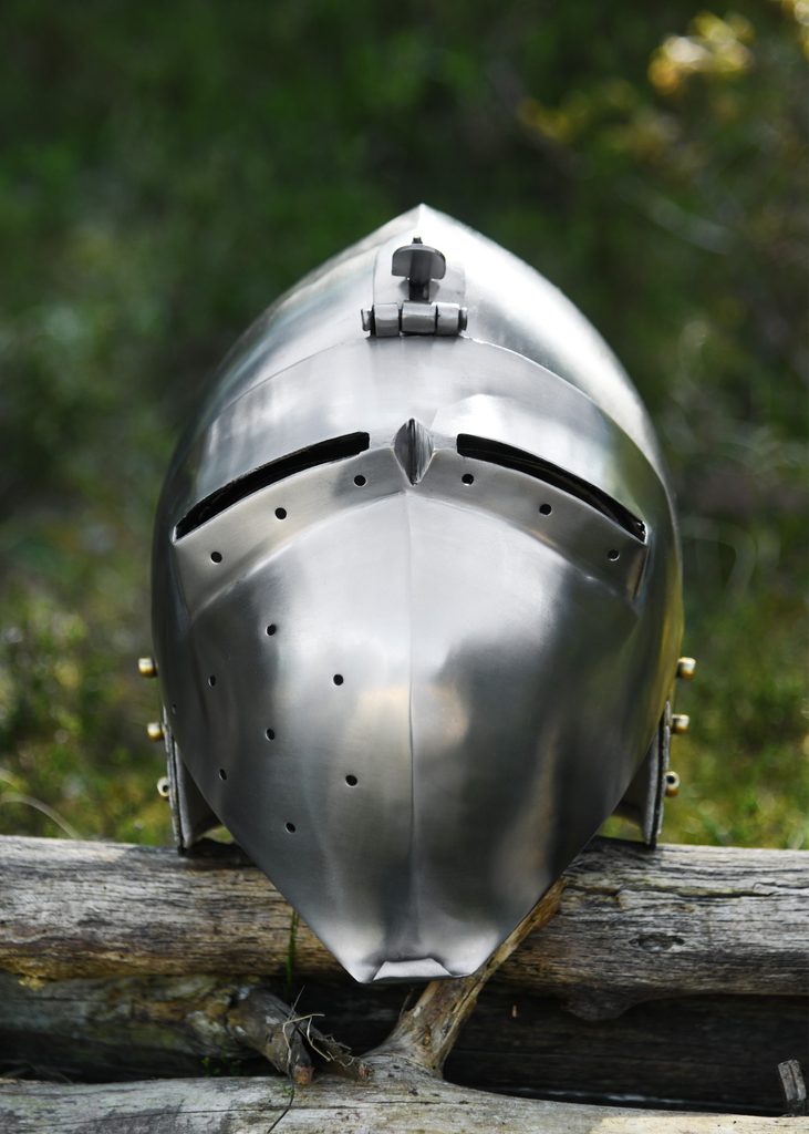 German bascinet Klappvisor, medieval helmet, 2 mm sheet metal Wulflund