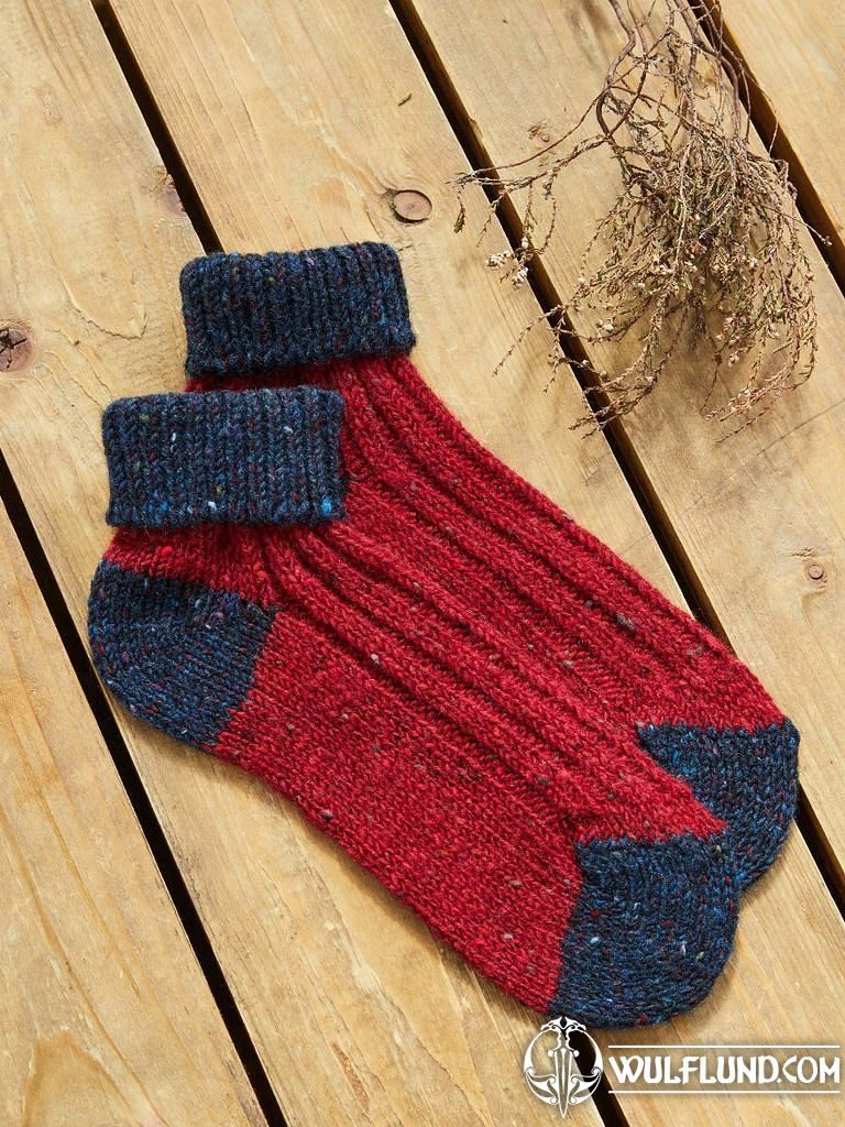 Adults Turn Down Ankle Sock, Ireland red / navy Irish woolen socks ...