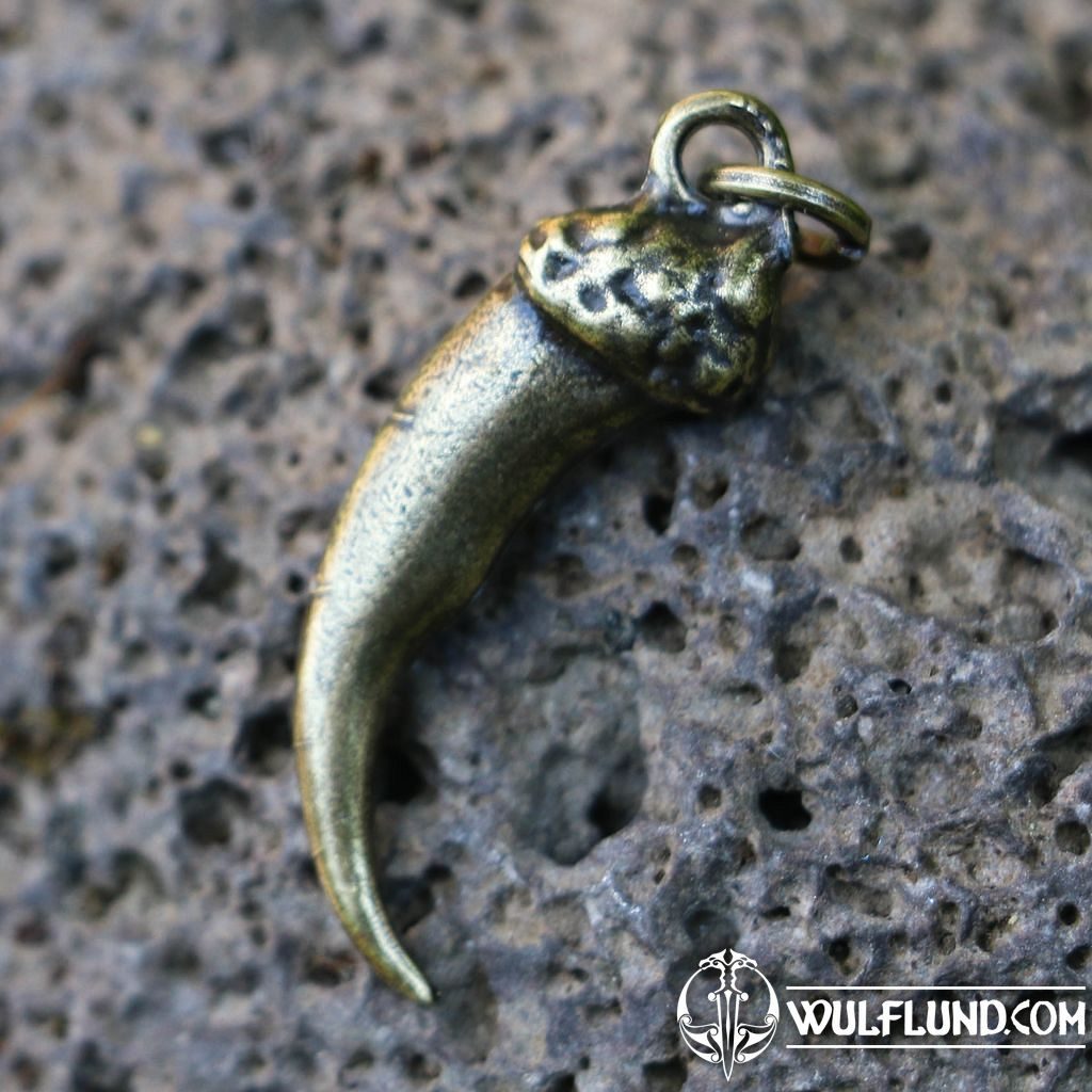 WOLF CLAW, pendant, zinc antique brass animal pendants amulets and ...