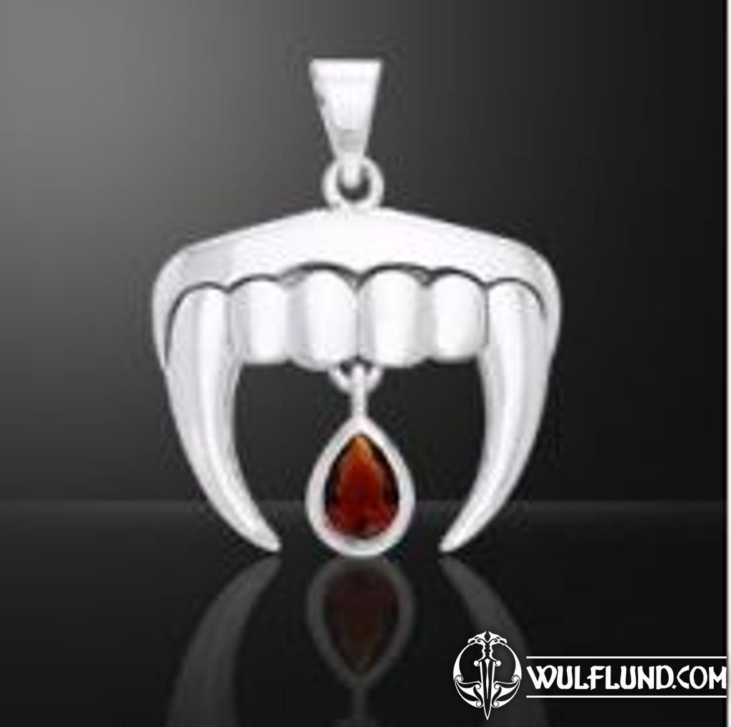 VAMPIRE TEETH, pendant with garnet, silver 925 pendants Silver ...