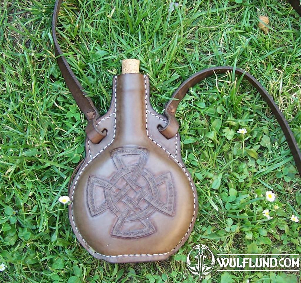 LEATHER WATER BOTTLE - Celtic Knot bottles, hip flasks Leather Products ...