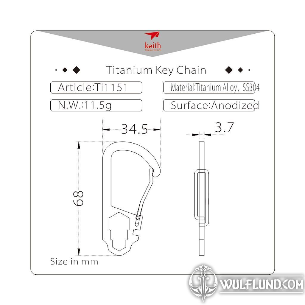 Ti1151 Titanium Key Chain KEITH Titanové vybavení Torrin - wulflund.com