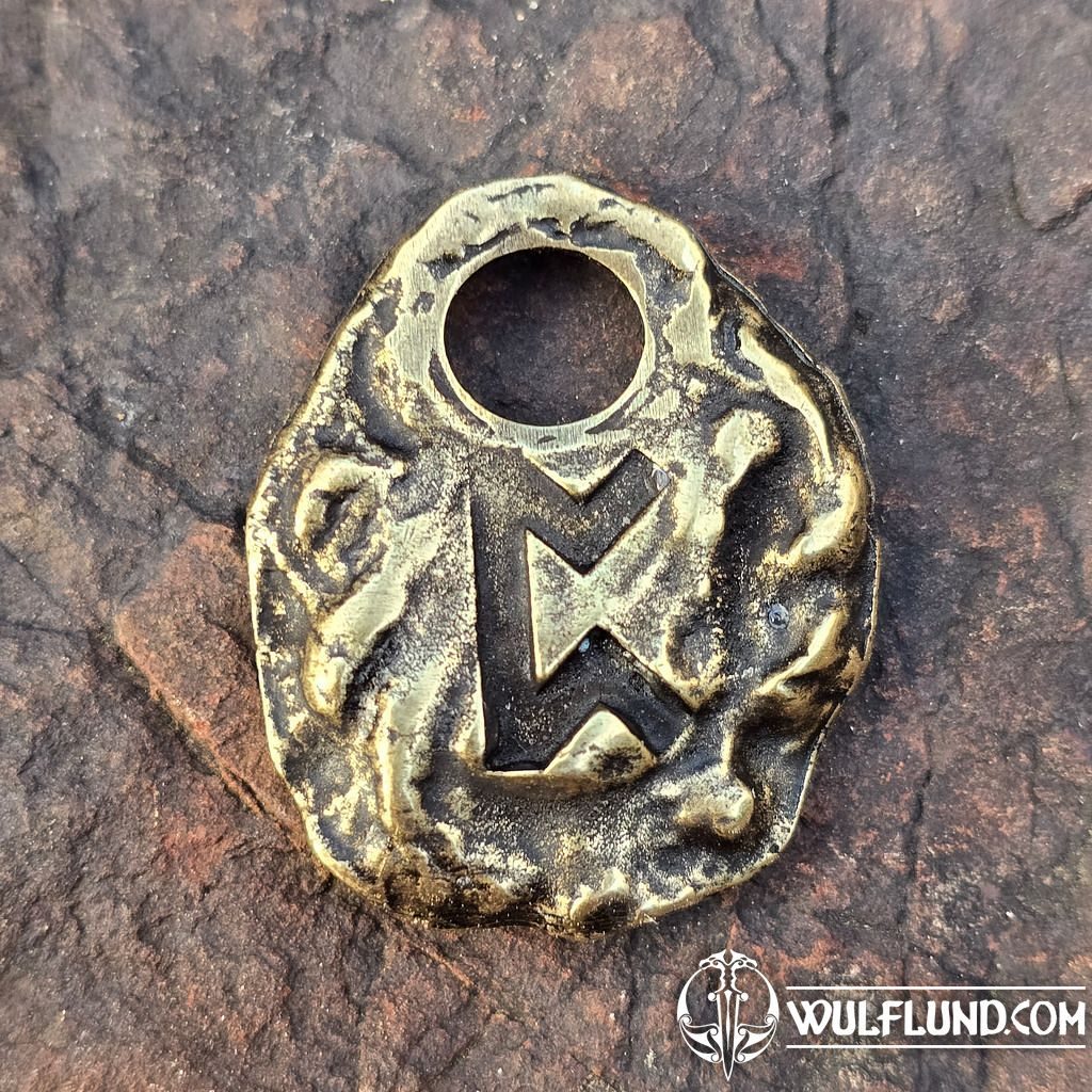 PERTHRO - runic amulet, antic brass Drakkaria rune pendants Zinc ...