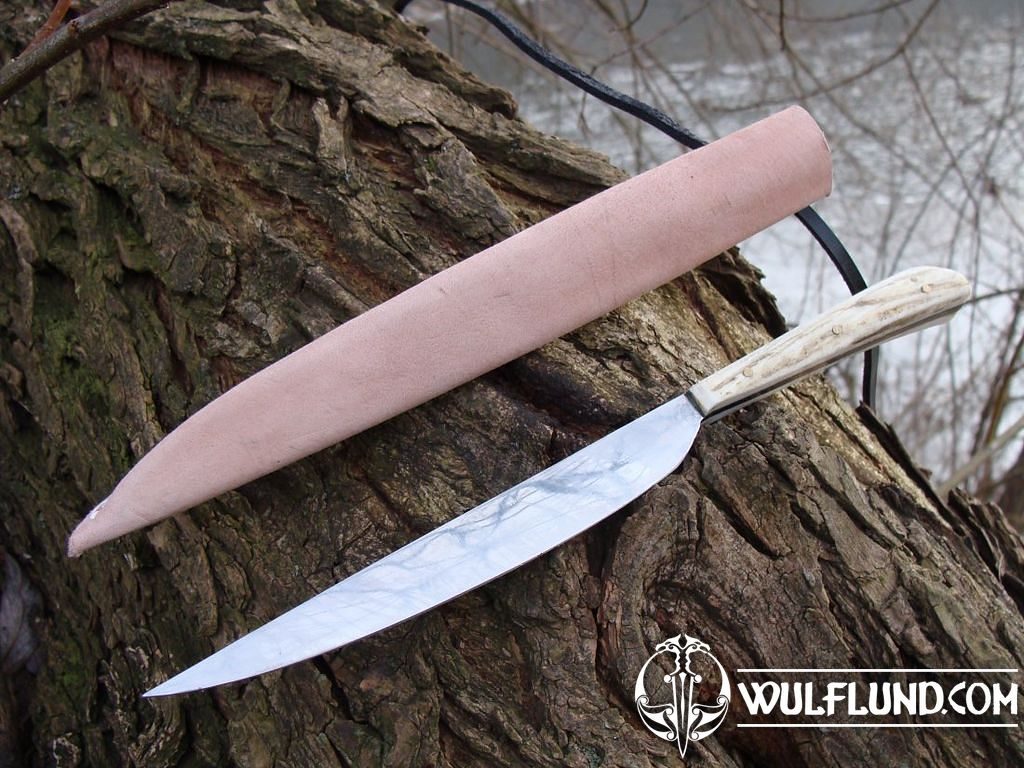 KNIFE WITH SCABBARD, antler handle Historical knives Weapons Wulflund