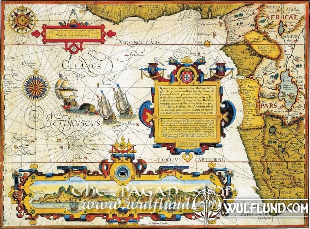 Oceanus Aethiopicus, historical map, replica posters, postcards - pagan ...