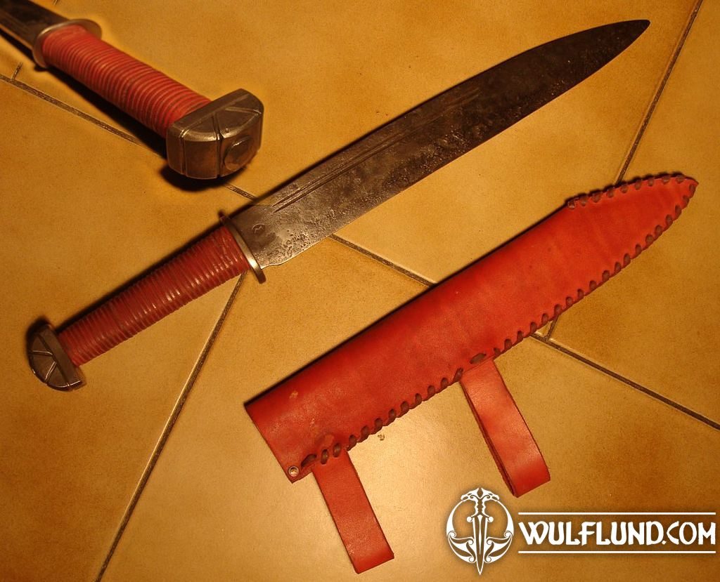 BATTLE READY SCRAMASAX, red leather We make history come alive!