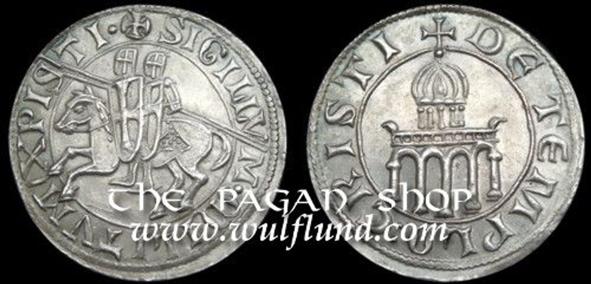 Templar Denarius, aluminium coin, replica medieval and renaissance ...