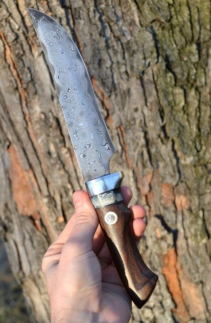 damascus steel knife with meteorite - wulflund.com