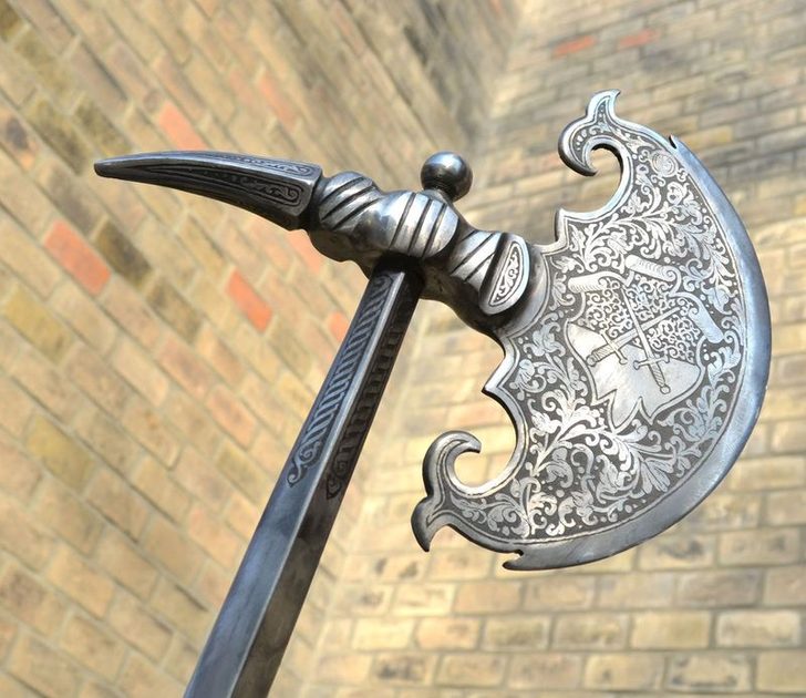 German horseman's axe, etched, replica - wulflund.com