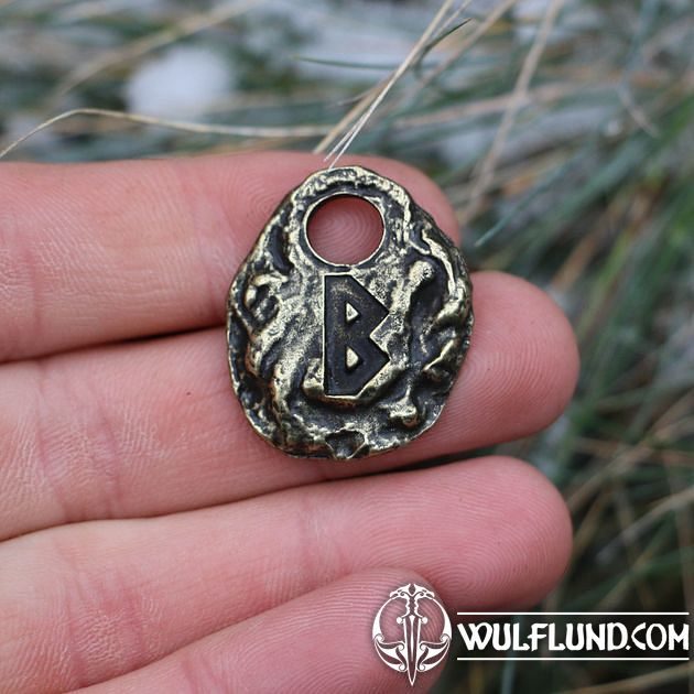 BERKANO - Rune Pendant ant. brass Drakkaria rune pendants amulets and ...