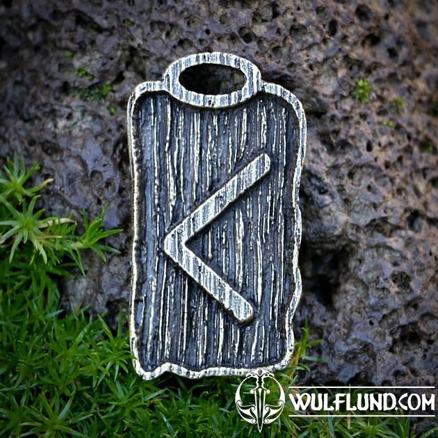 KENAZ - Rune Pendant, zinc ant.brass rune pendants amulets and ...