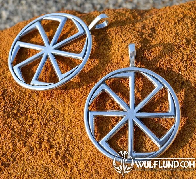 SLAVIC SUN WHEEL TALISMAN, silver Ag 925, pendant Drakkaria pendants ...