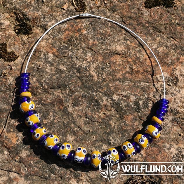 NECKLACE, Celtic glass beads, reproduction Drakkaria historical glass ...