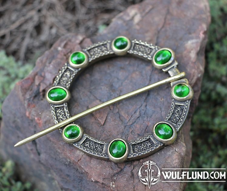 NORICA, large medieval cloak brooch with glass brooches, jewels ...