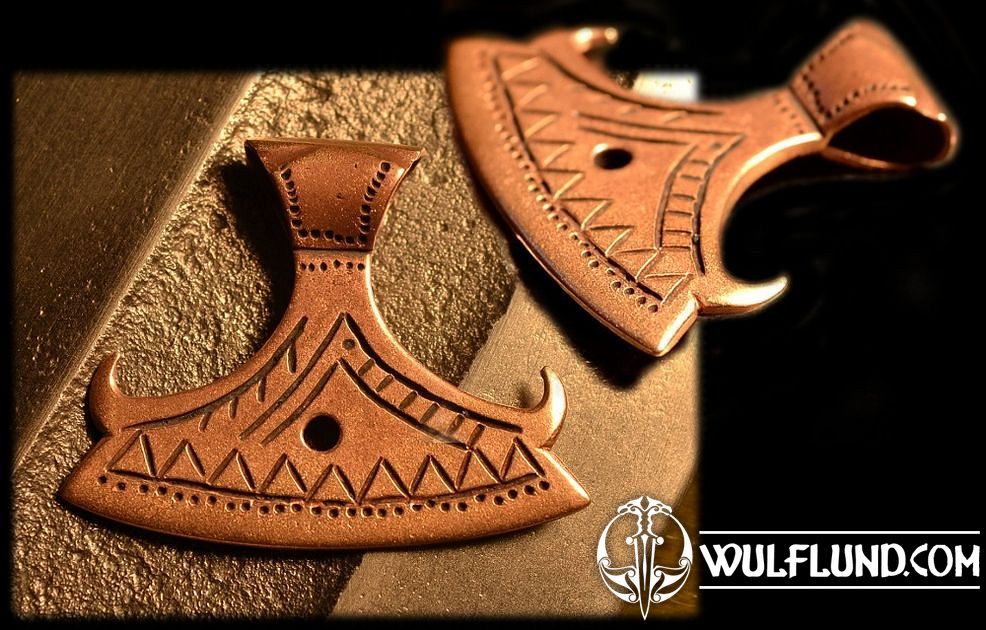 BEARDED AXE OF PERUN, bronze Slavic pendant Slawen - wulflund.com