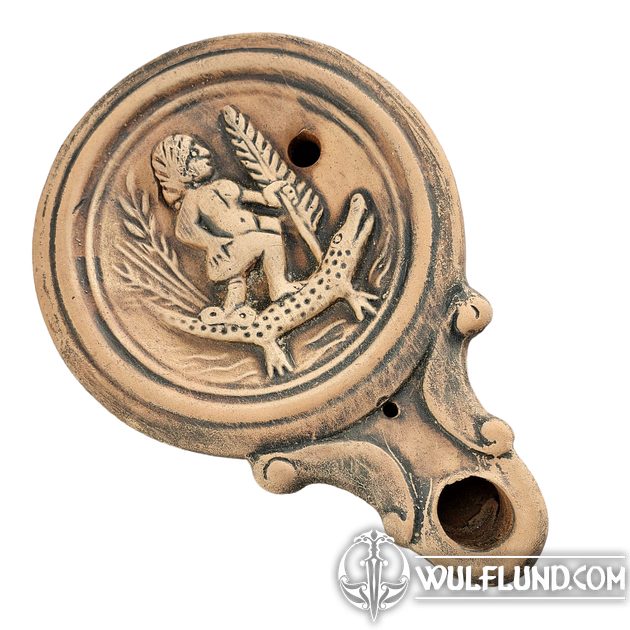 ROMAN OIL LAMP, CLEOPATRA lantern historical ceramics Feasting Wulflund ...